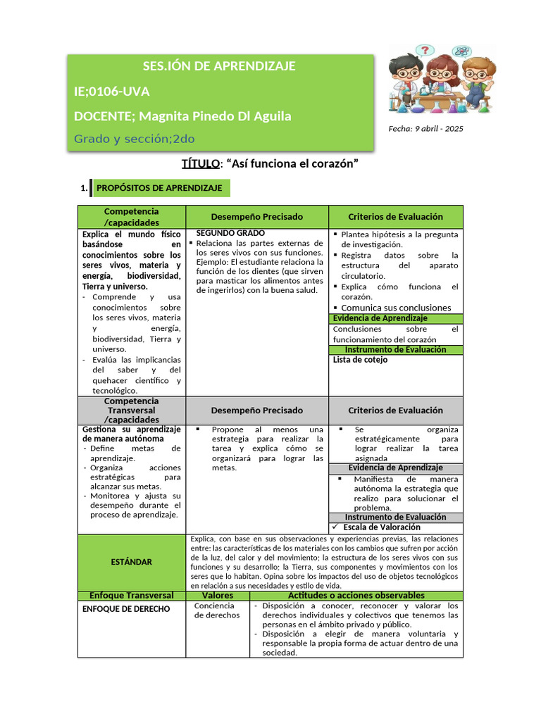 09ABRIL - CIENCIA - SEGUNDO GRADO | PDF | Aprendizaje | Corazón