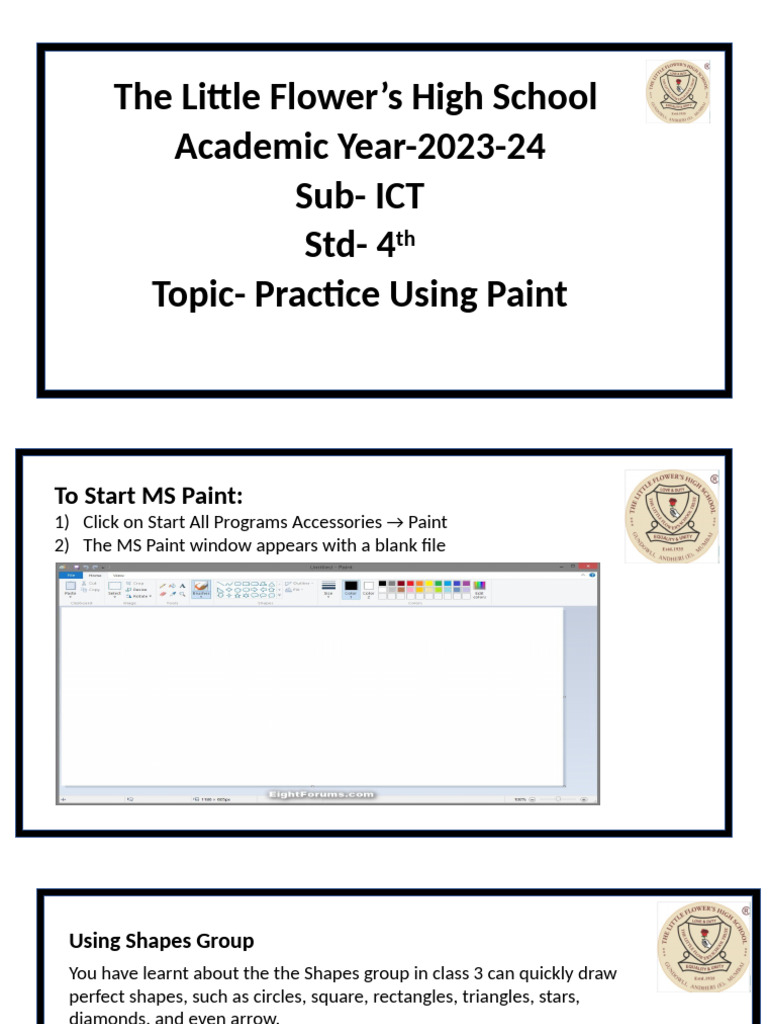 MS Paint Practice for 4th Grade Students | PDF