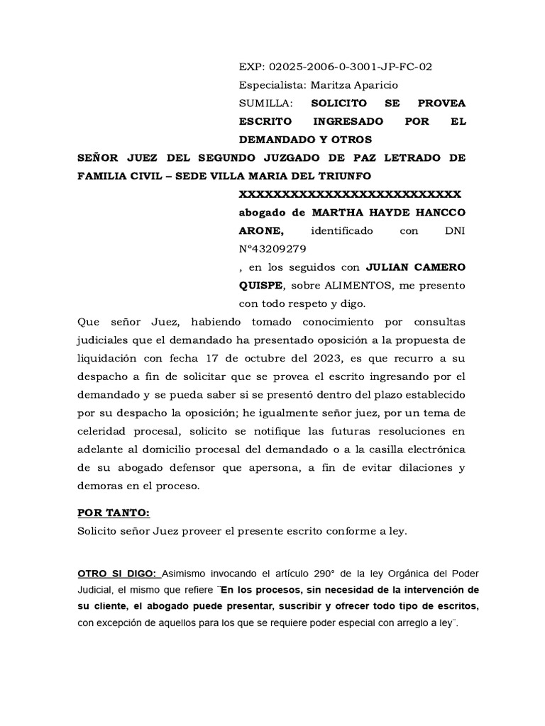 Escrito de Celeridad Procesal | PDF