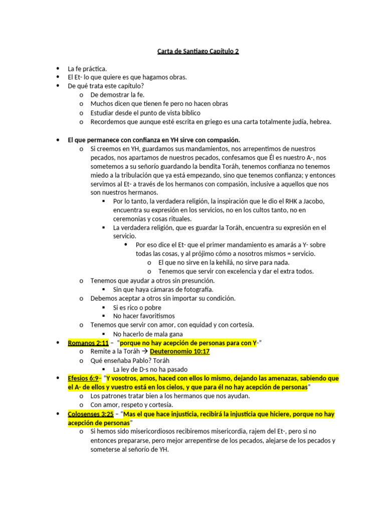 Carta de Santiago Capítulo 2 | PDF | Pecado | Creencia religiosa y doctrina