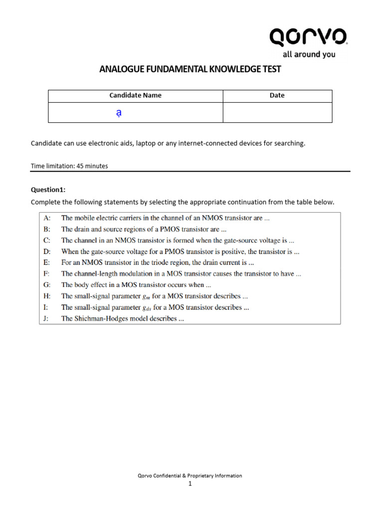 PhamThaiHa Qorvo VN Analog IC Design Final Test 2024 | PDF ...