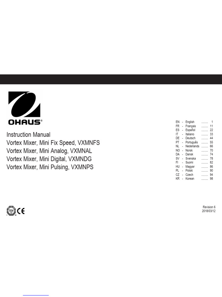 Mini Vortex Mixer Instruction Manual | PDF | Mains Electricity ...