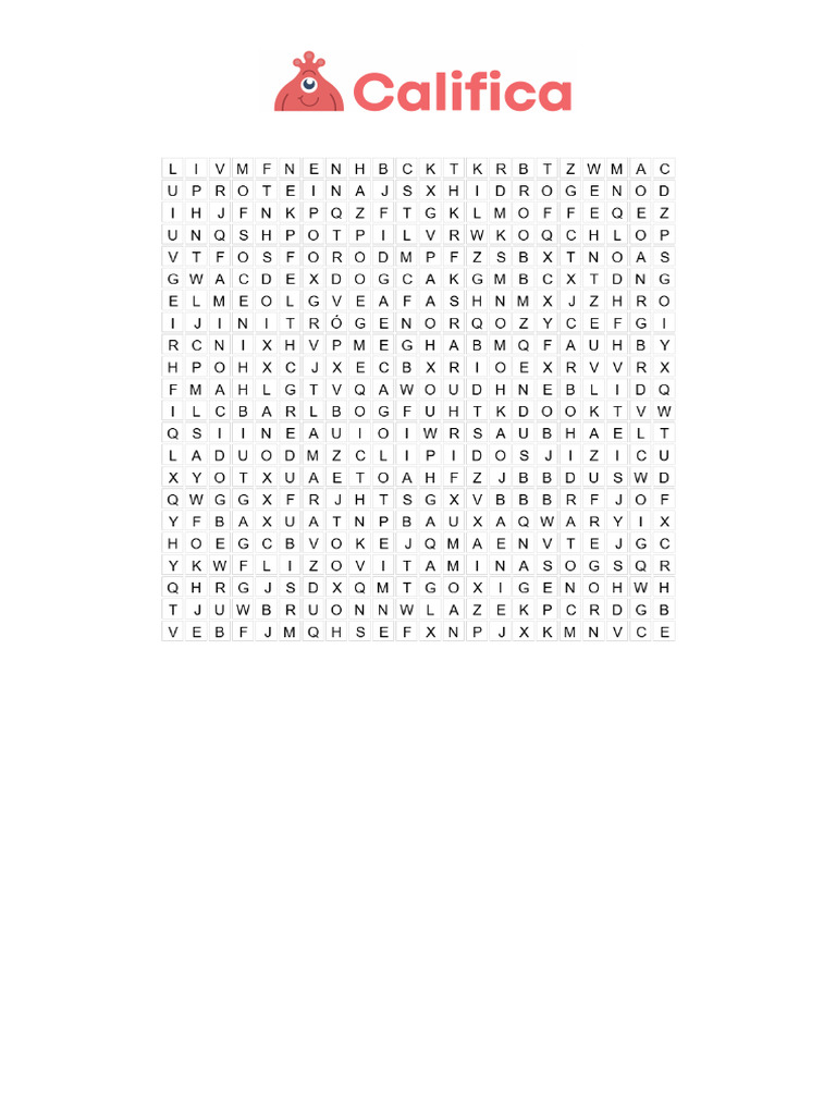 QUÍMICA DE LA VIDA Sopaletras | PDF