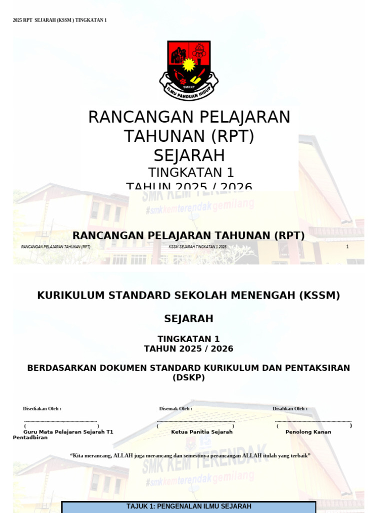 RPT Sej T1 2025 | PDF