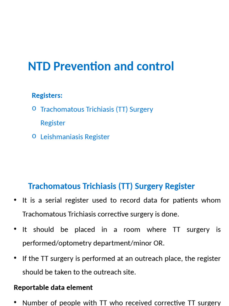 NTD Registers and Hygiene Indicators Guide | PDF | Medical Specialties ...
