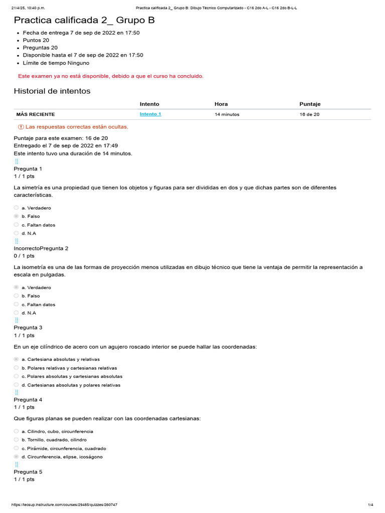 Practica calificada 2_ Grupo B_ Dibujo Técnico Computarizado - C16 2do A-L - C16 2do B-L-L | PDF ...