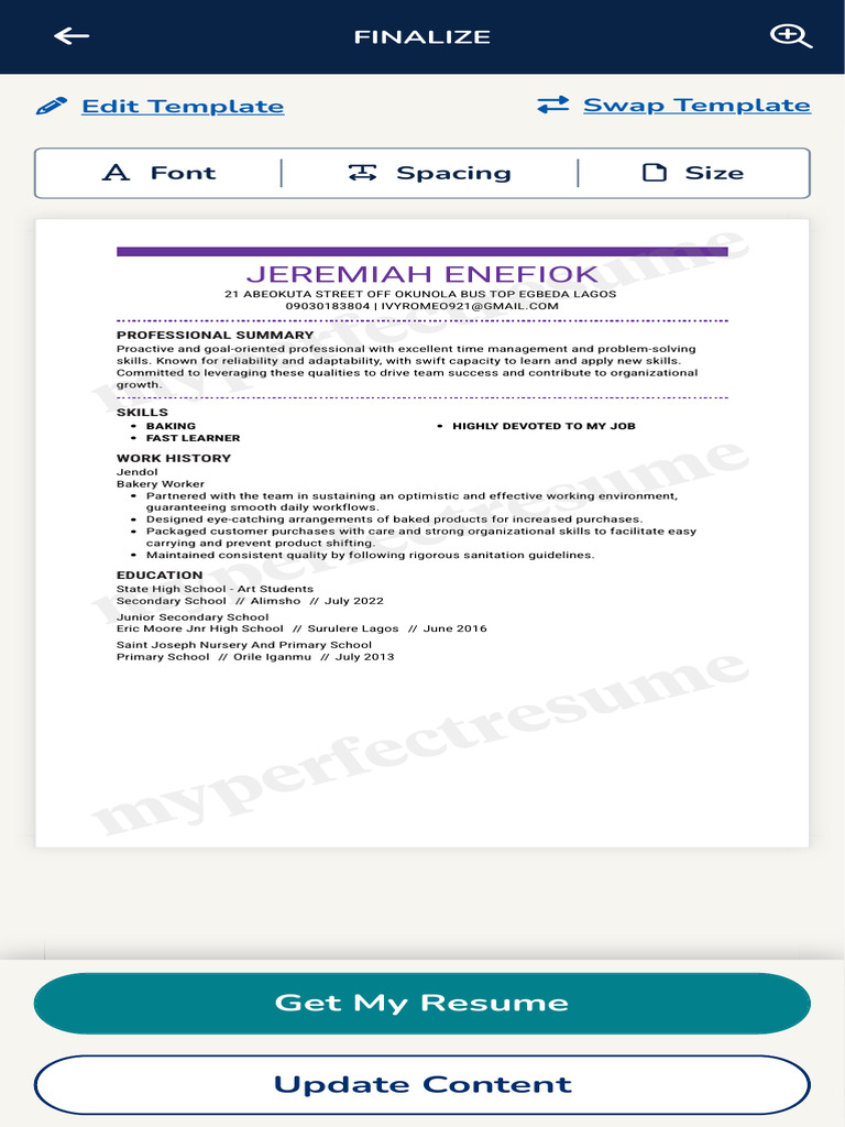 Edit Resume - My Perfect Resume | PDF
