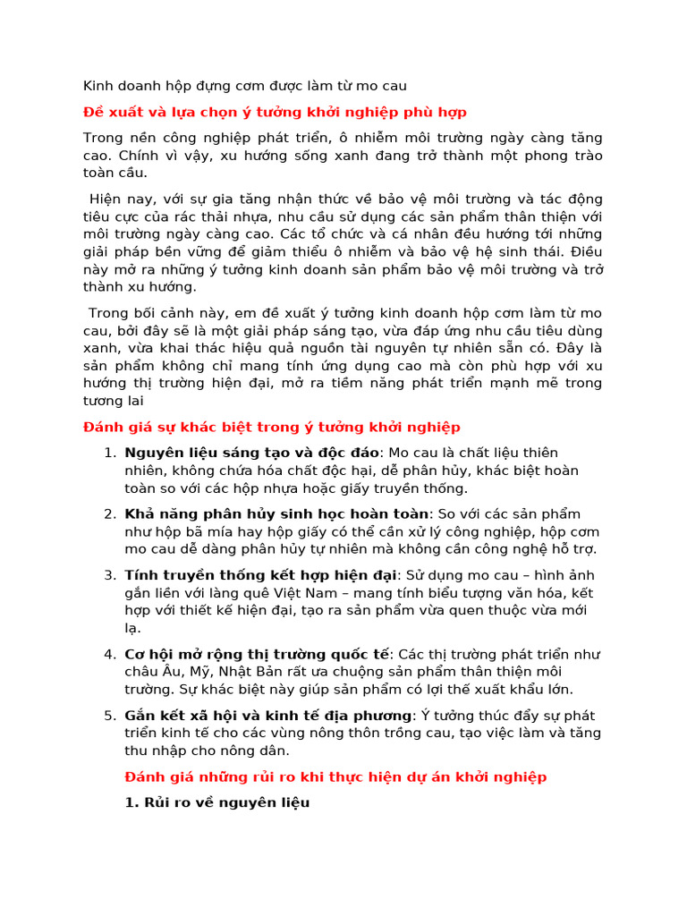 Kinh Doanh H P Đ NG Cơm Đư C Làm T Mo Cau YTKN | PDF