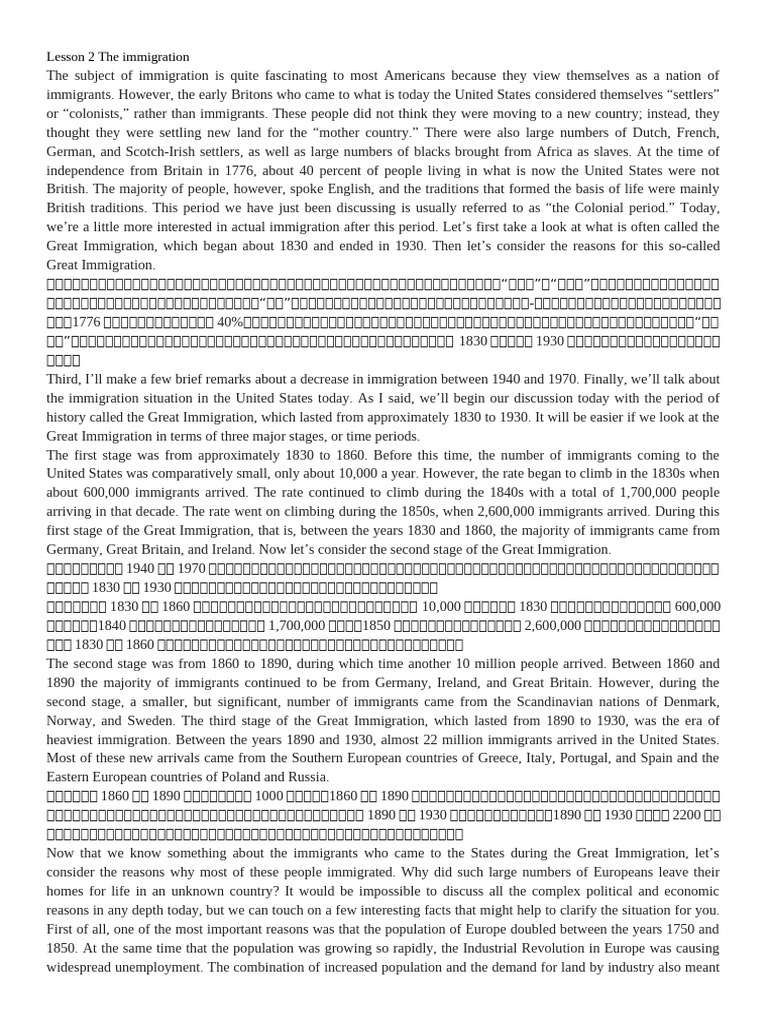 Lesson 2 the immigration script | PDF | Immigration | Europe