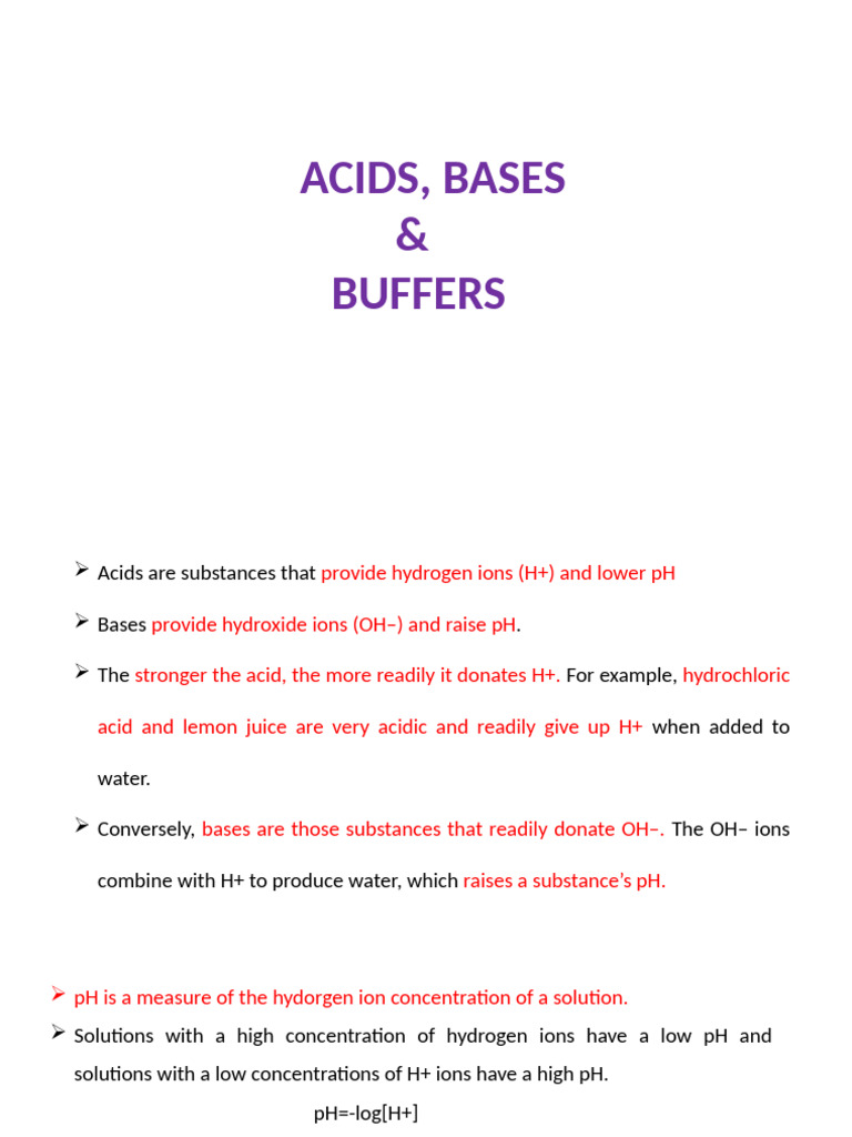 Acids, Bases & Buffers | PDF | Ph | Acid Dissociation Constant