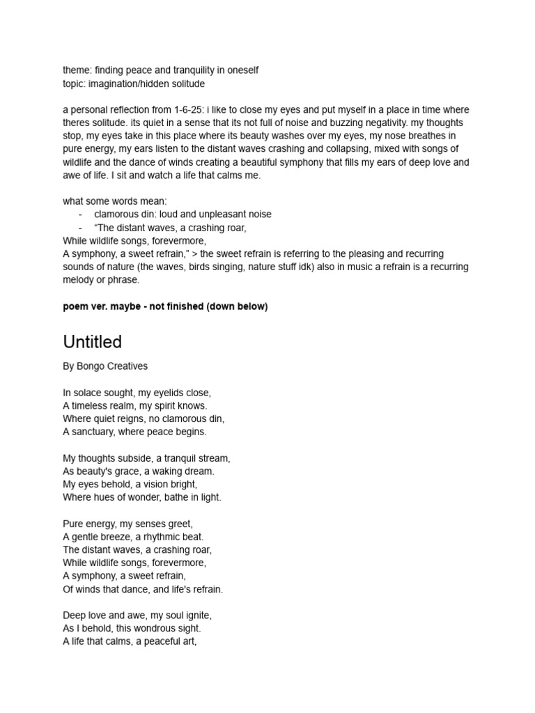 Notes On Creating A Poem, My Poem - by Bongo Creatives | PDF