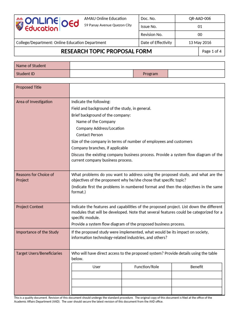 TopicProposalFormTemplate-Ver-07252022N-1 | PDF | Information ...