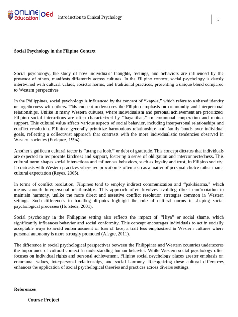 Course Project - Social Psychology | PDF | Social Psychology | Psychology