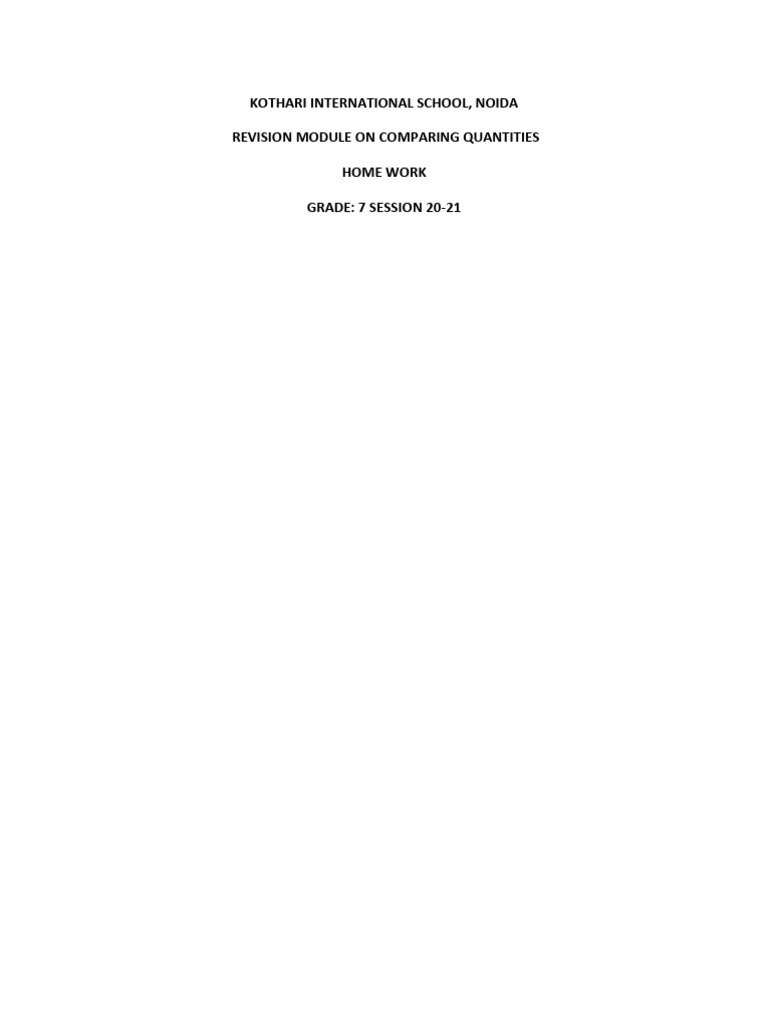 (Template) Comparing Quantities Part 1 HW | PDF