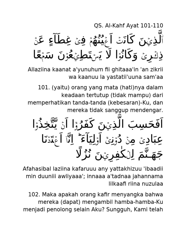 QS Al-Kahf: Ayat 101-110 Analisis | PDF