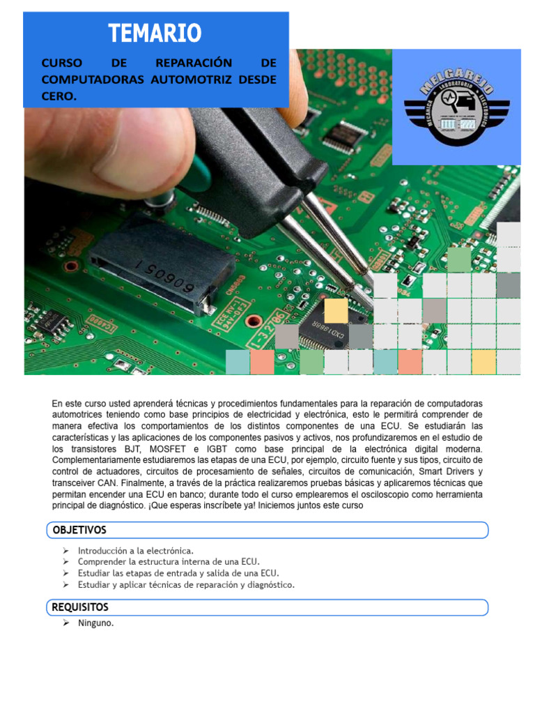 TEMARIO CURSO BASICO DE REPARACION | PDF | Red eléctrica | Electrónica