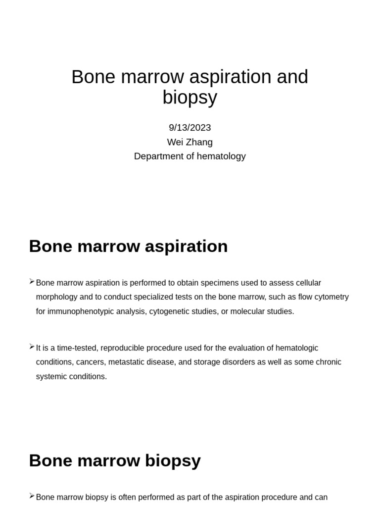 Bone Marrow Aspiration Procedure Guide | PDF | Bone Marrow | Medical ...