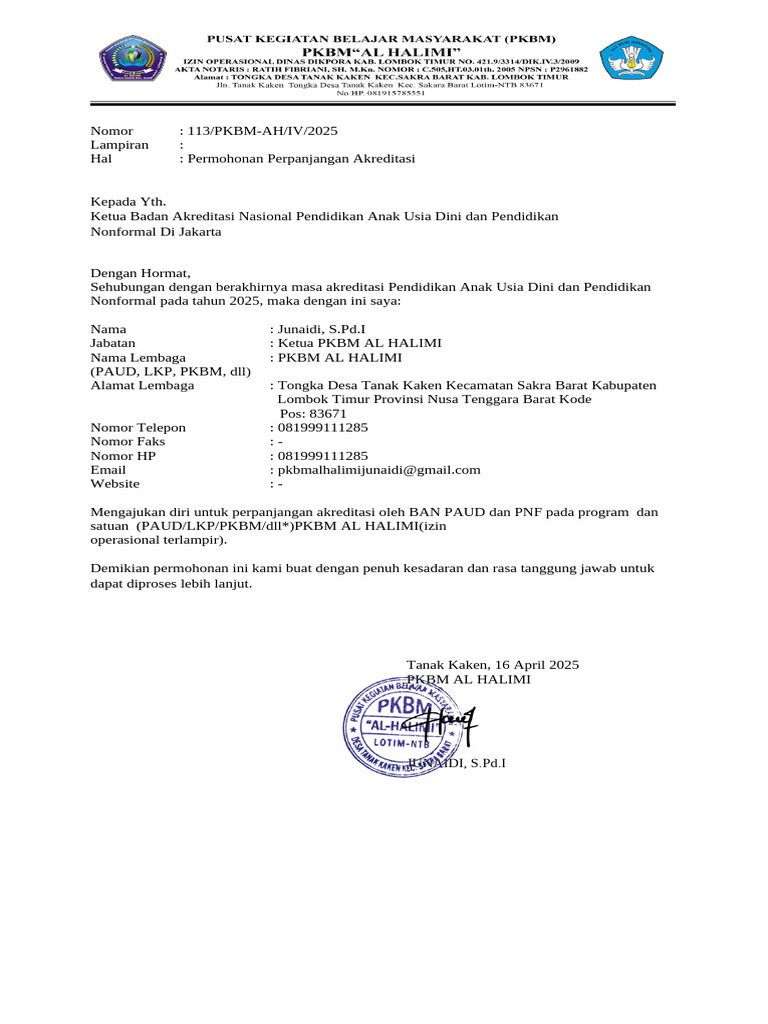 pdfcoffee.com_format-surat-permohonan-perpanjangan-akreditasi-pdf-free | PDF
