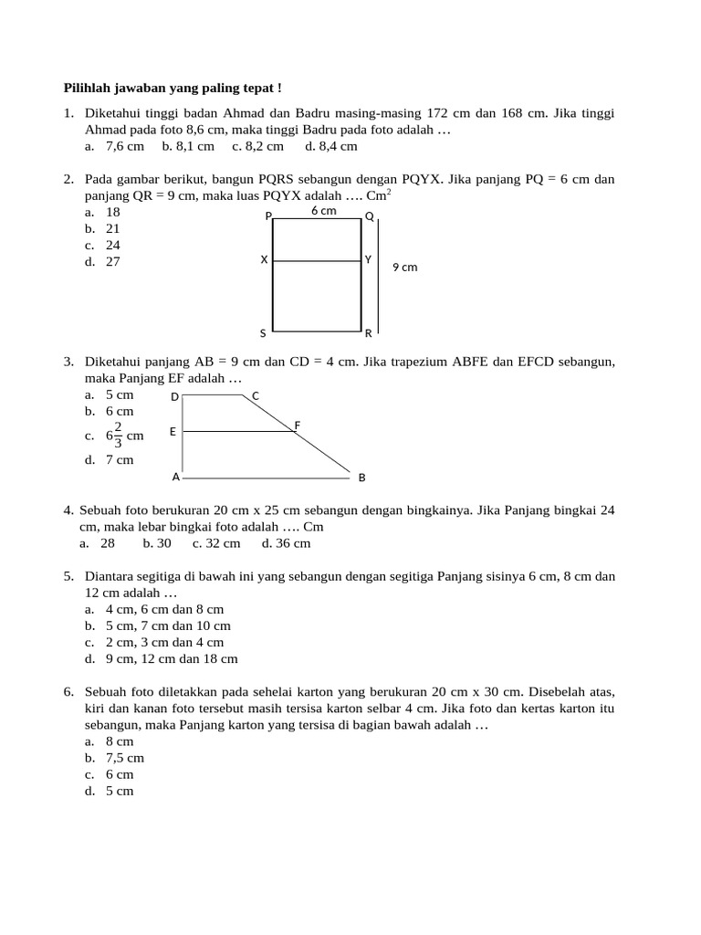 Soal Sumatif Matematika Kelas IX 2025 | PDF