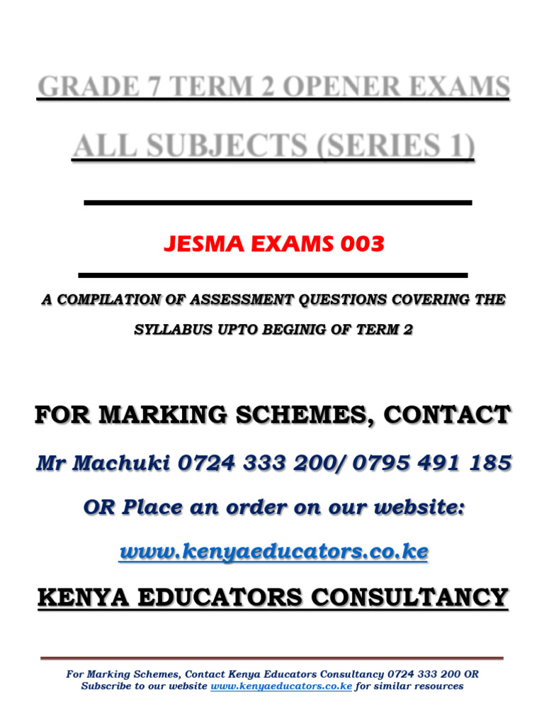 Grade 7 Term 2 Opener Exams Series 1 | PDF