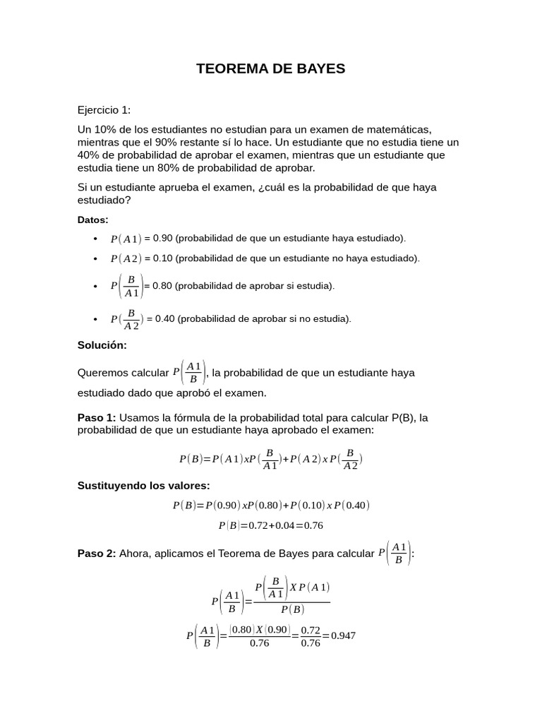 Teorema de Bayes | PDF | Matemáticas | Teoría de probabilidad