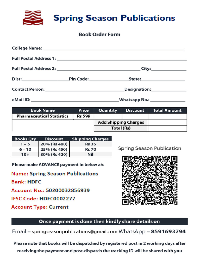 Book Order Form Pdf