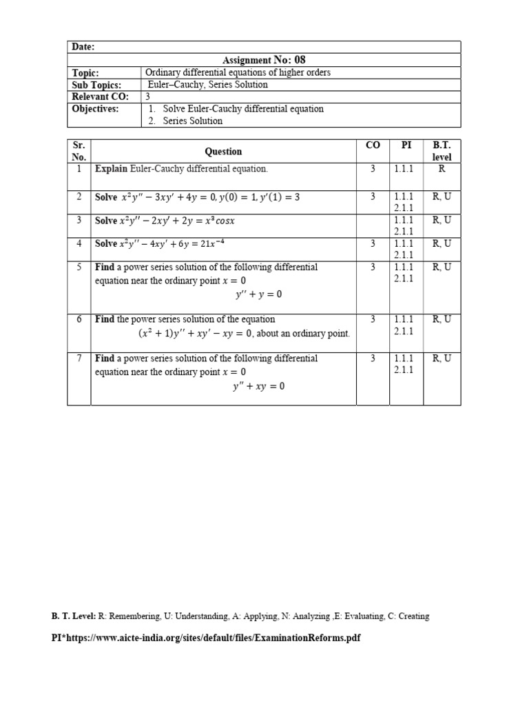 Tutorials - Mathematics-II - Series Solution Module 4 and 5 - BE02000011 - 2024 - 2025 - GECS ...