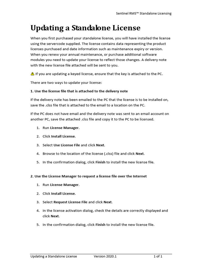 Standalone UpdateLicense | PDF