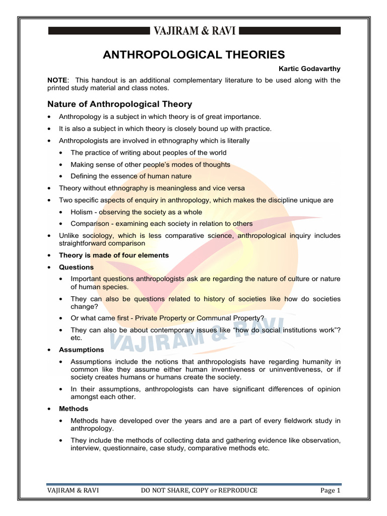 Overview of Anthropological Theories | PDF | Anthropology ...