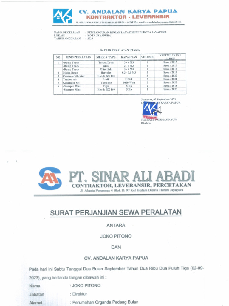 Daftar Peralatan Utama | PDF
