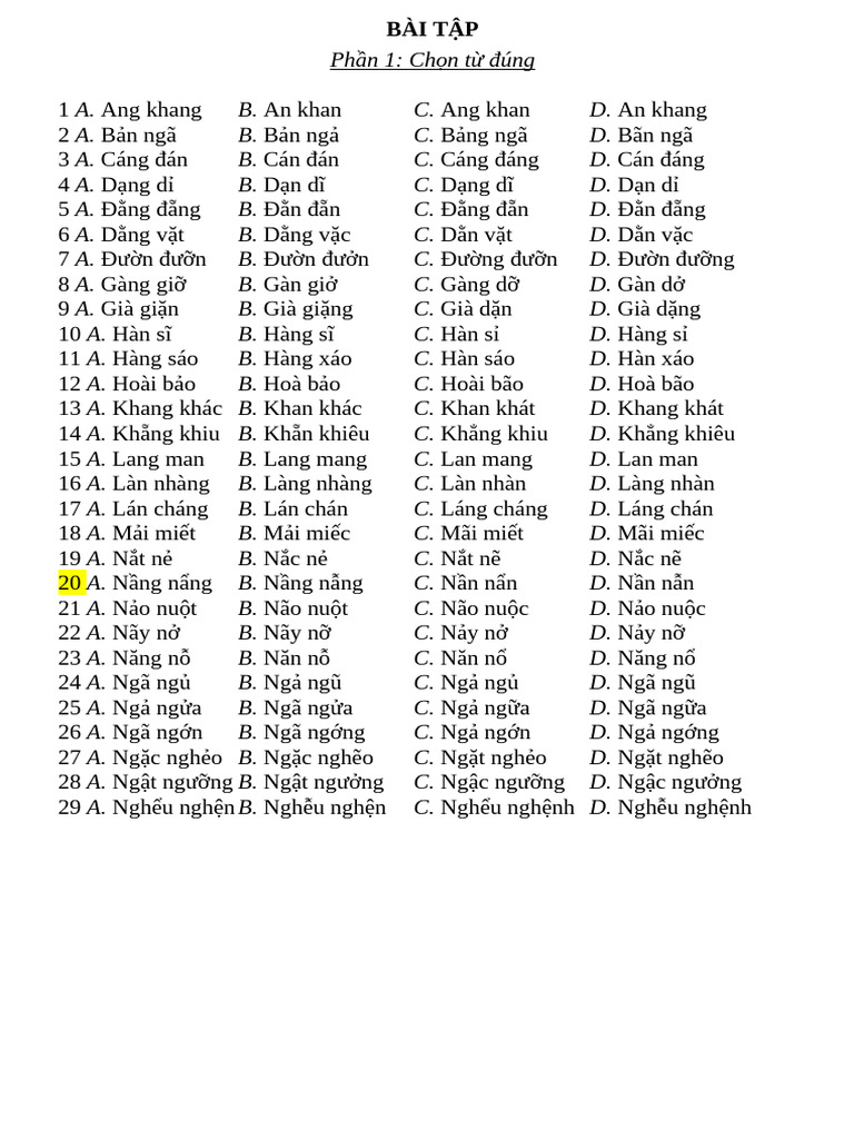 ĐỀ CƯƠNG, BÀI TẬP VÀ PHẦN TỰ HỌC (TVTH) | PDF