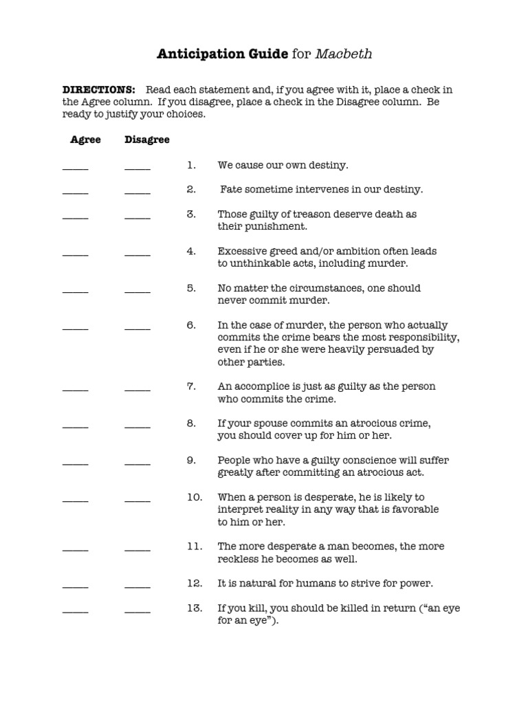 Anticipation Guide | PDF