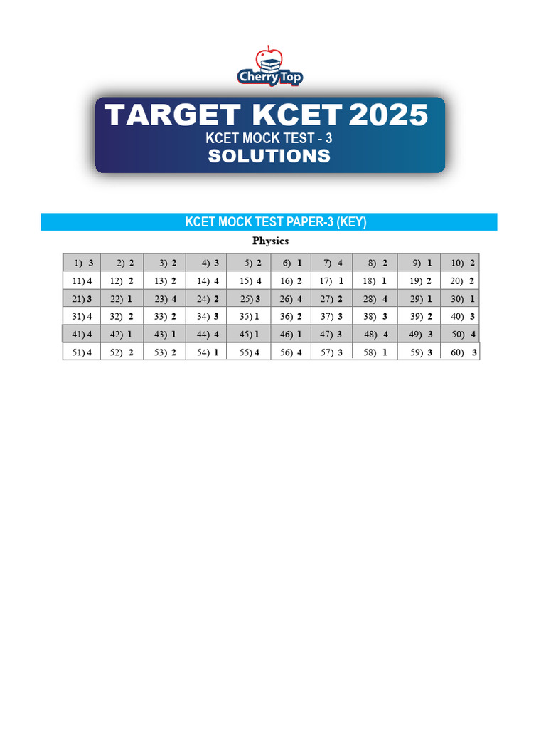 KCET Mock Test Solutions 2025 | PDF | Physical Sciences | Chemistry