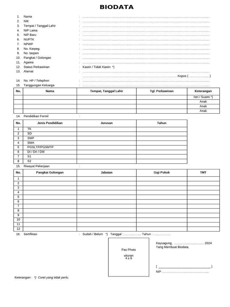 Biodata Guru & Pegawai | PDF