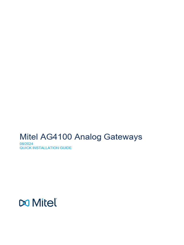 Mitel AG4100 Analog Gateways - Quick Installation Guide | PDF | Power ...