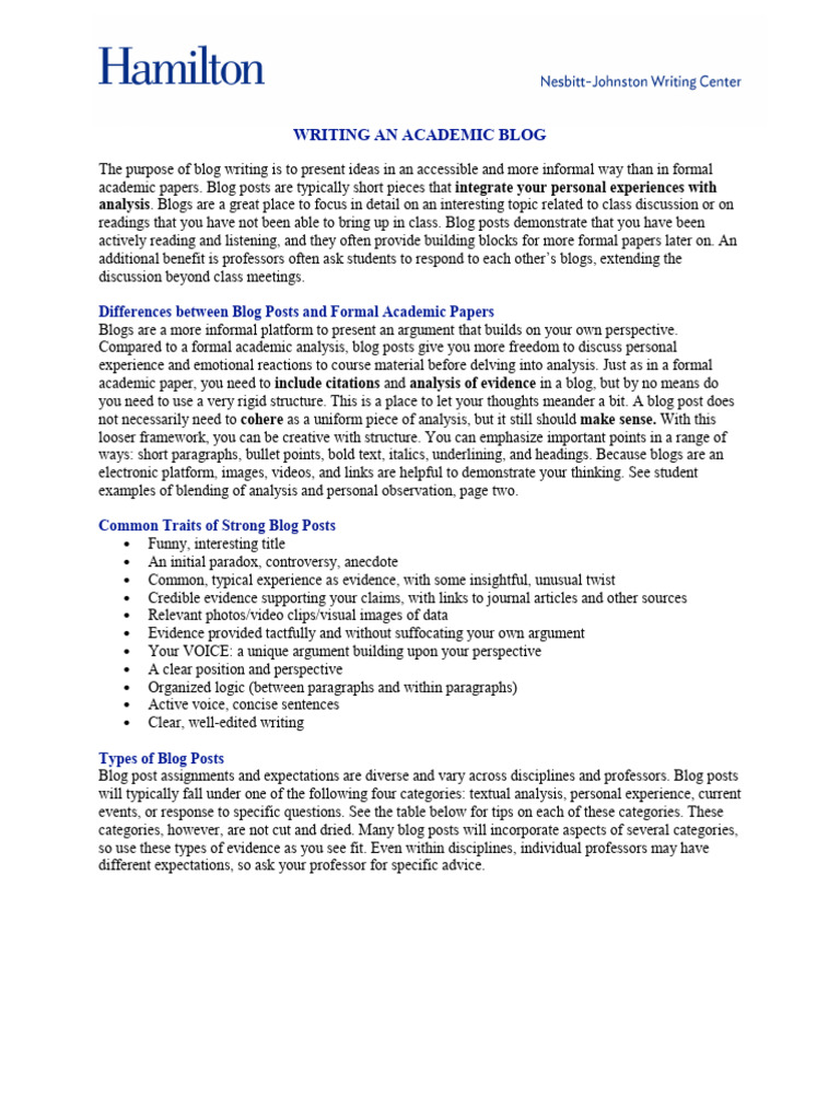 Writing An Academic Blog | PDF | Experience | Argument