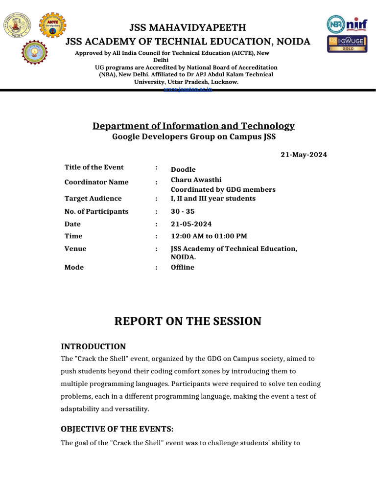 Crack the Shell: Coding Challenge Event | PDF | Learning | Cognition