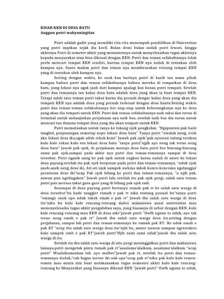 Anggun Putri W - KKN Di Desa Batu | PDF