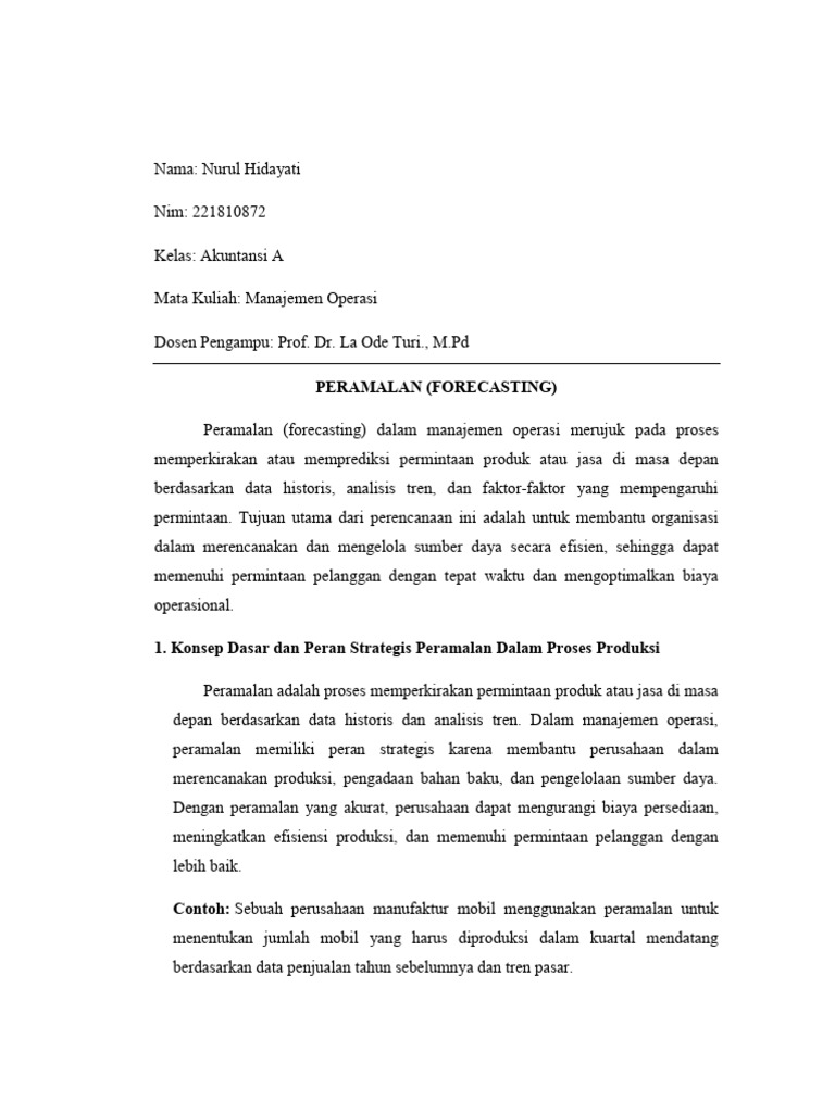 Peramalan (Forecasting), Nurul Hidayati. | PDF