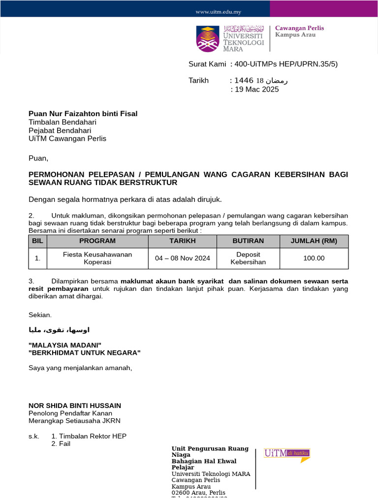 Surat Pemulangan Cagaran Koperasi 2025 | PDF