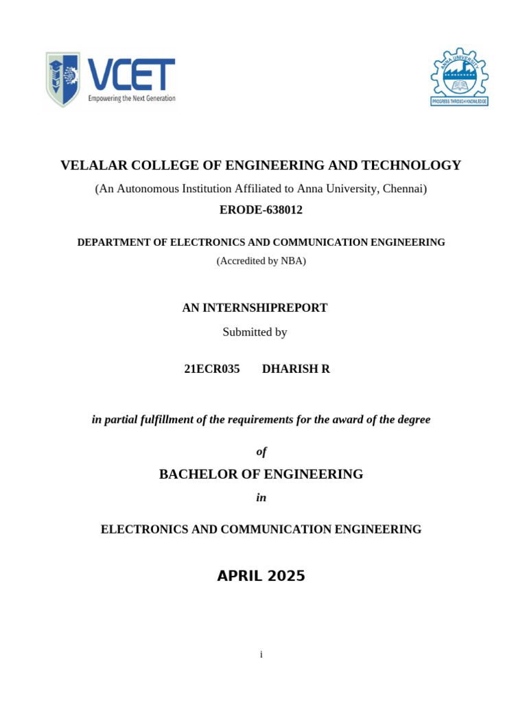 Internship Report Final | PDF | Embedded System | Microcontroller