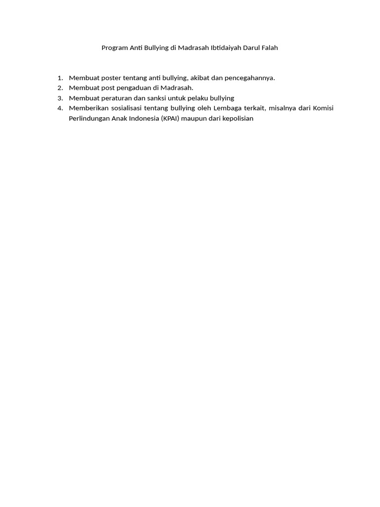 Program Anti Bullying Di Madrasah Ibtidaiyah Darul Falah | PDF