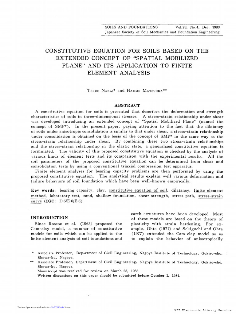Constitutive Equation for Soil Mechanics | PDF | Stress (Mechanics ...