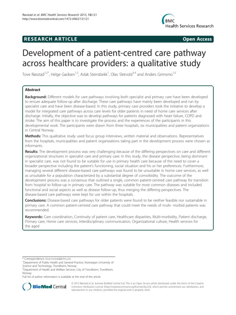 Develop of Patient-Centred Care Pathway Across Healthcare Providers ...