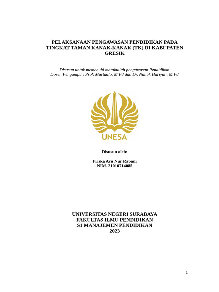 085_Friska Ayu Nur Rabani_21B_Laporan Akhir Riset Pengawasan | PDF