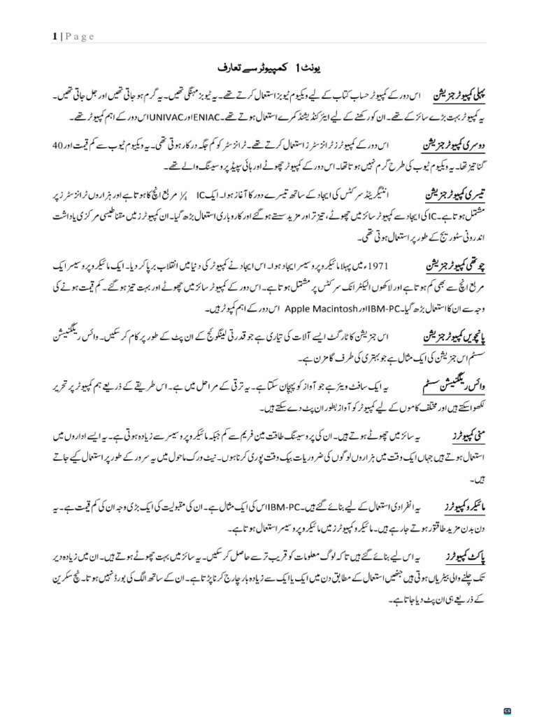 CHP No 1 Computer Notes 9th With MCQs-4 | PDF