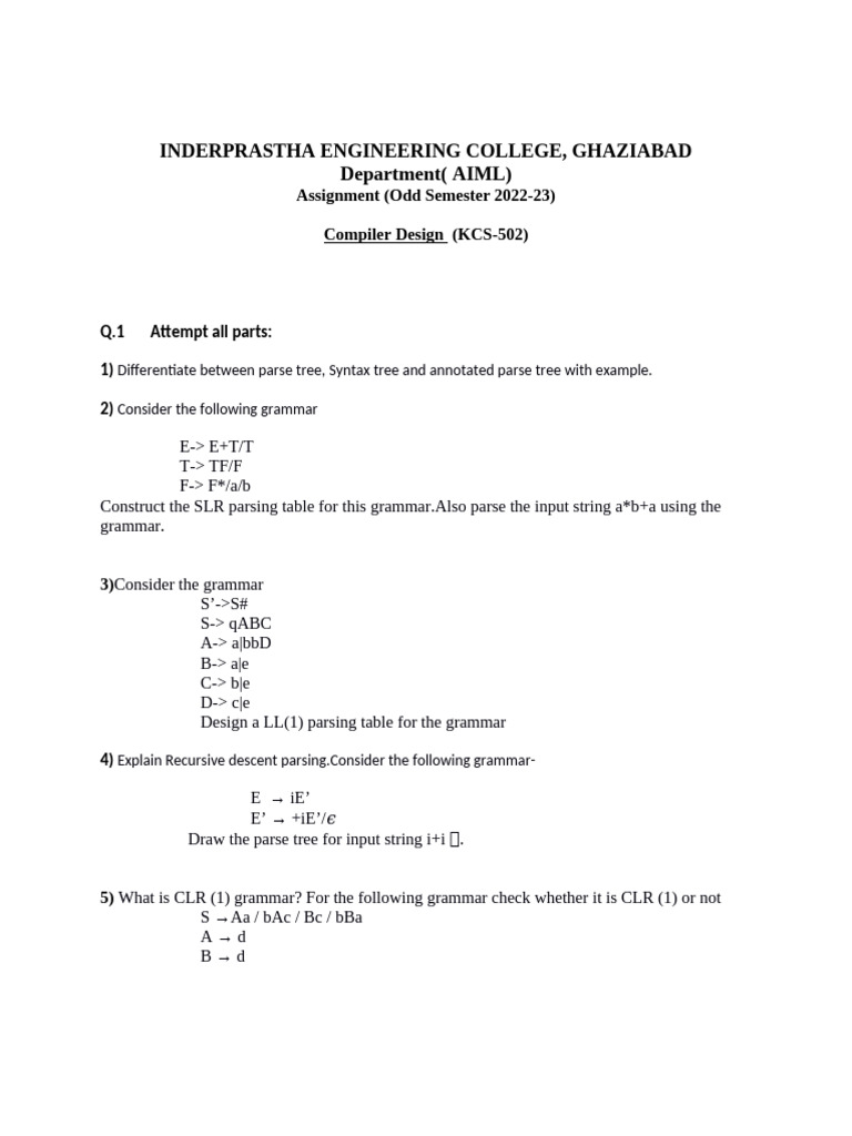 Compiler Assignment | PDF