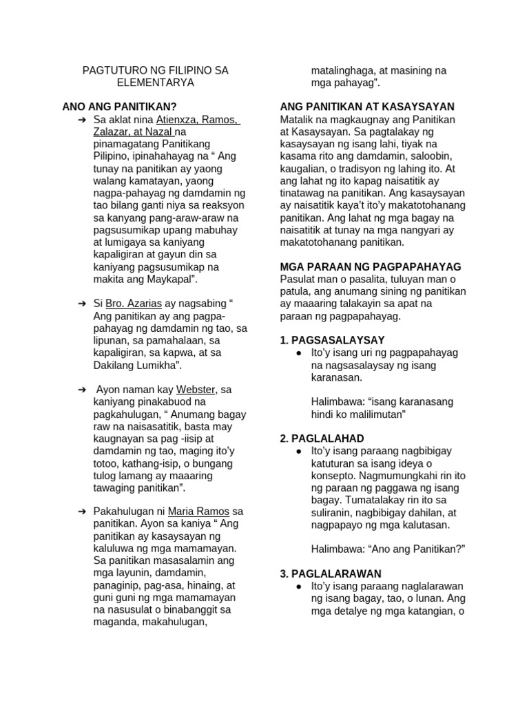 Pagtuturo NG Filipino Sa Elementarya | PDF
