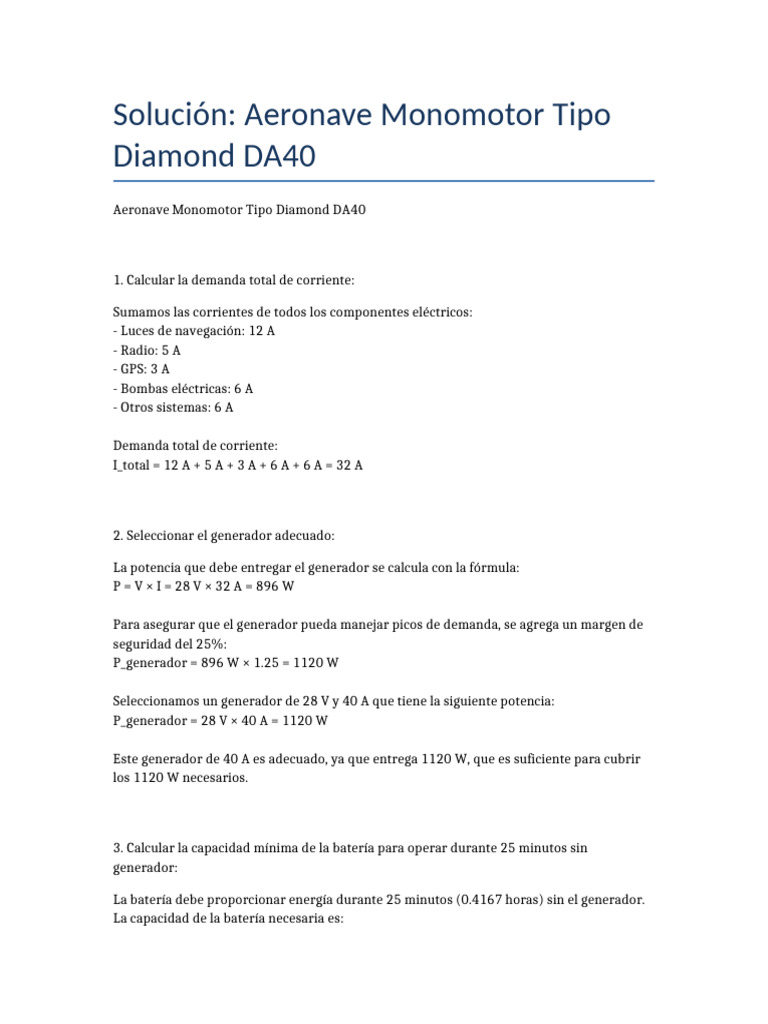 Solucion Aeronave DA40 | PDF