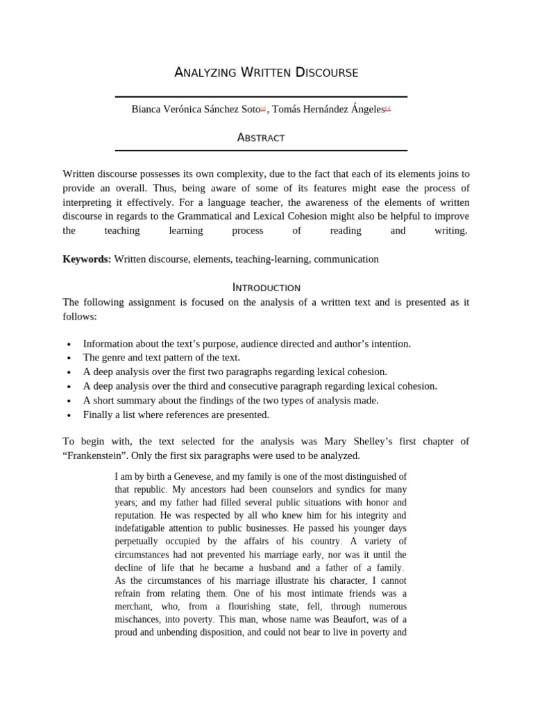 Analyzing Written Discourse | PDF | Semantics | Linguistics